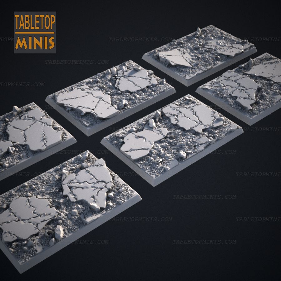 TableTopMinis - Cracked Earth Rectangular Base Bundle 3d printable stl