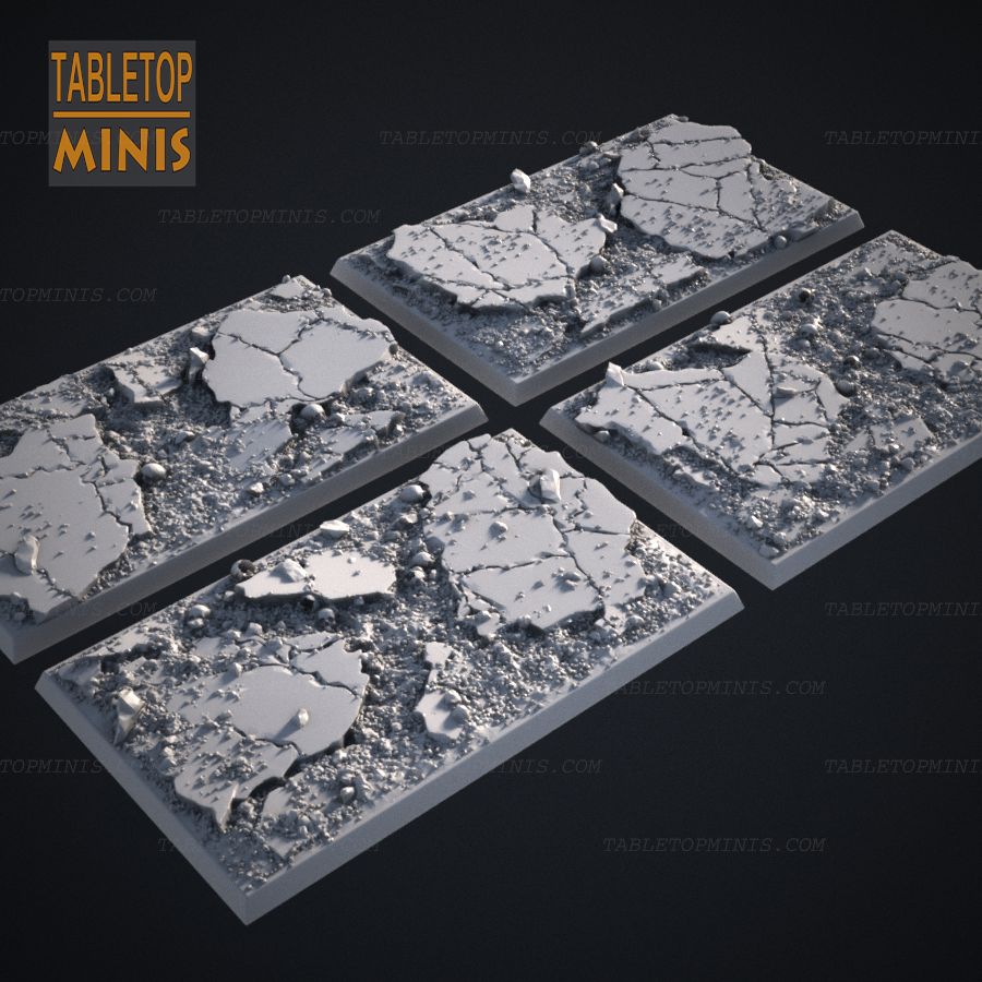 TableTopMinis - Cracked Earth Rectangular Base Bundle 3d printable stl